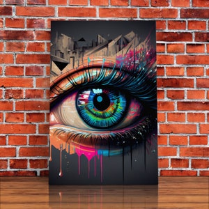 Vibrant Graffiti Style Eye Wall Art Canvas Print - Street Art Inspired ...