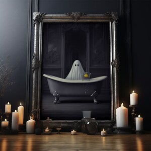 Ghost Bathroom Canvas, Dark Romantic Ghost Standing in Bathroom Creepy ...