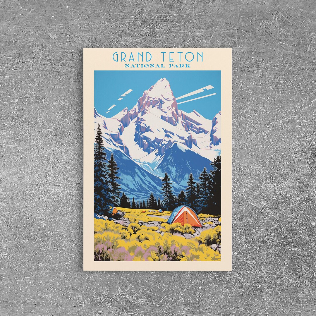 Grand Teton National Park Travel Poster Art, Canvas Print Wall Art ...