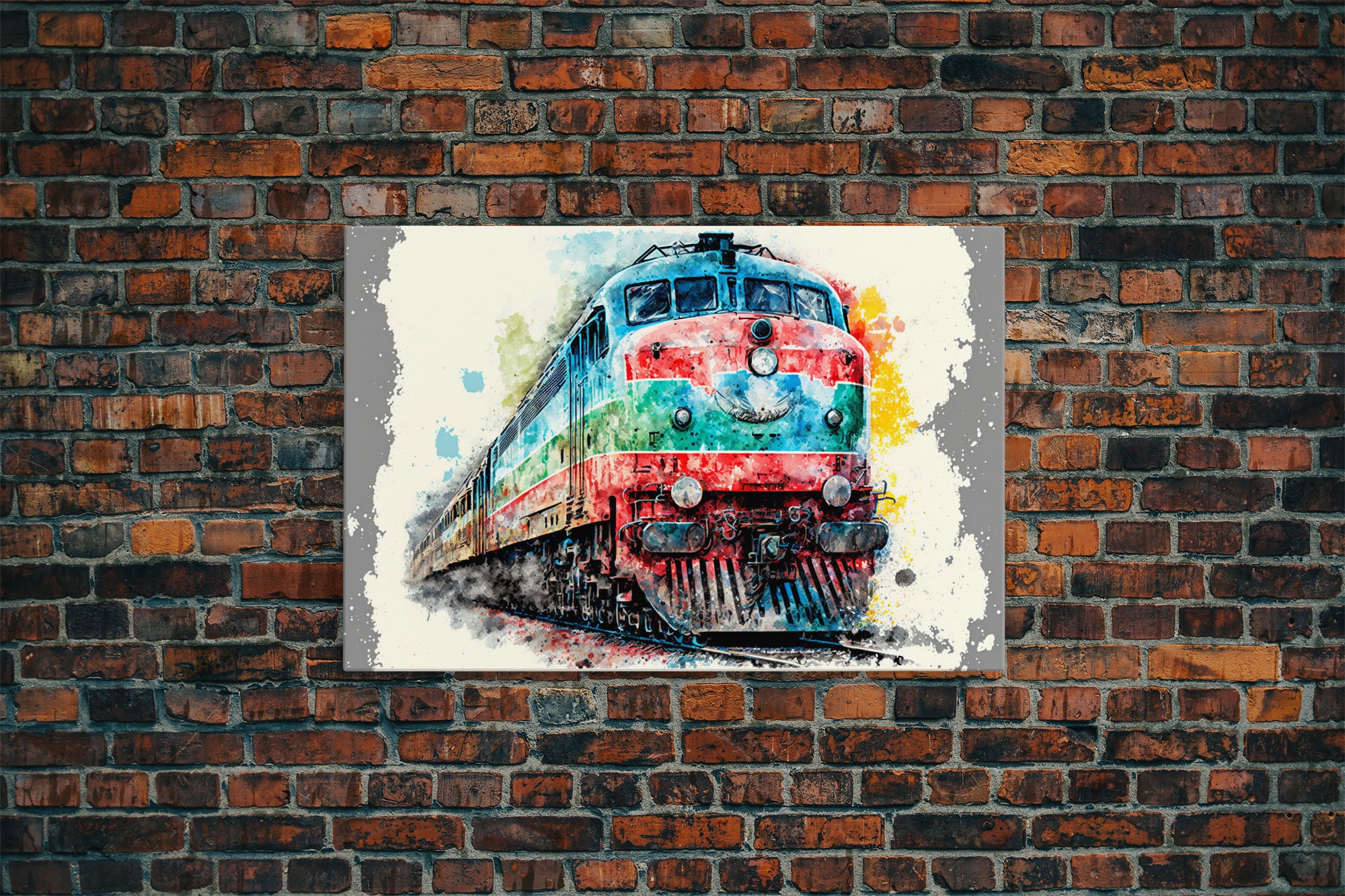 Train Art Watercolor Graffiti Pop Art Framed Canvas Print - Etsy