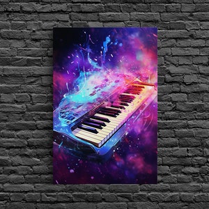 Cosmic Keyboard, Galaxy Music Art Framed Canvas Print, Electric ...