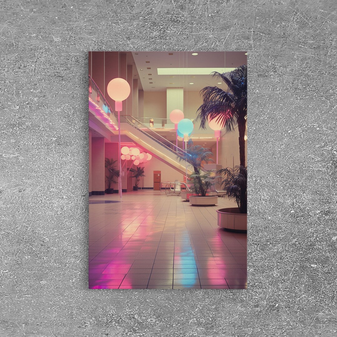 Photo of A 1980s Mall, Framed Canvas Print, Liminal Spaces, Vaporwave ...