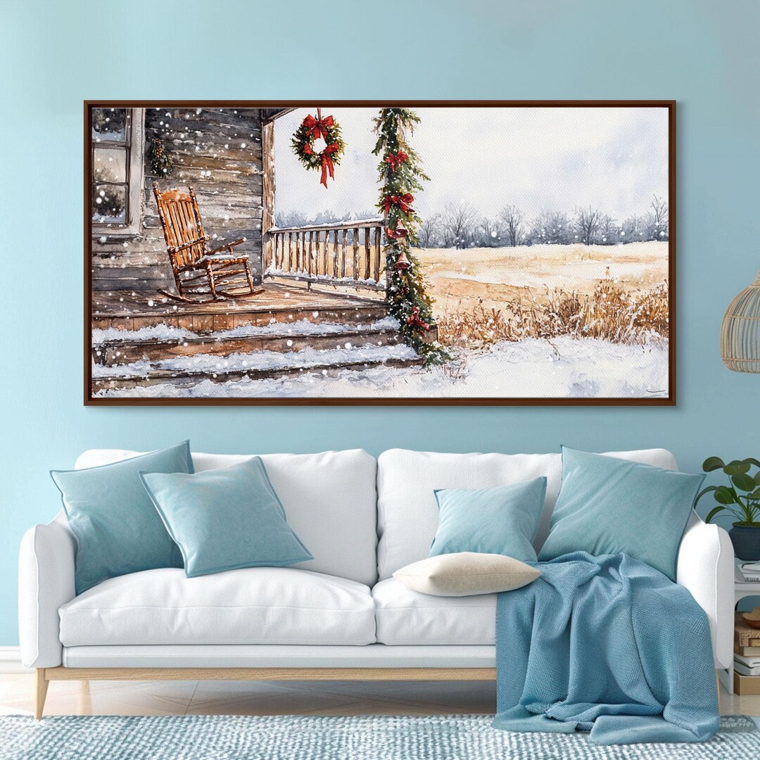 Rocking Chair in Winter - Christmas Home Decor, Farmhouse Christmas ...