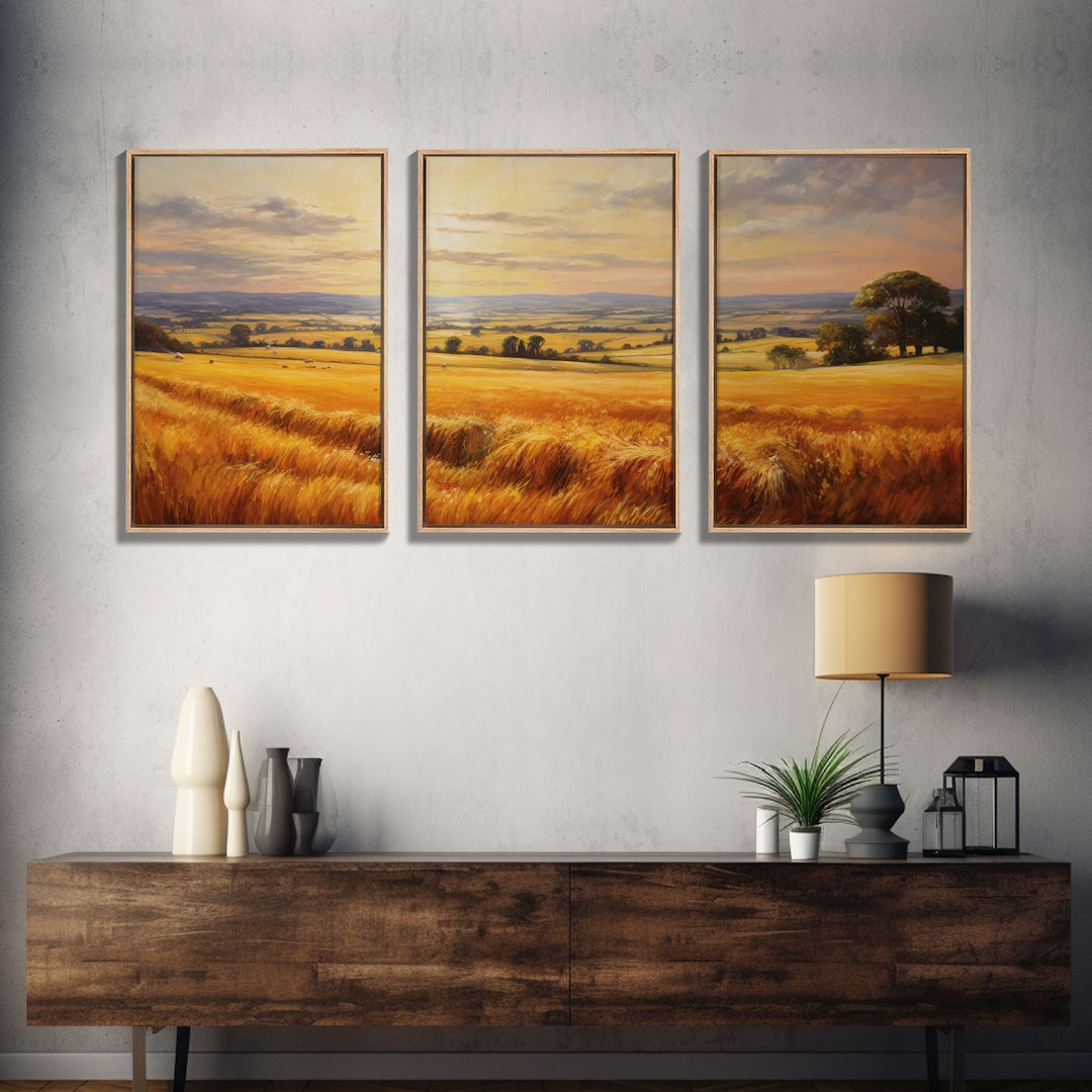 Countryside Wall Art, Wheat Field Art Print, Landscape Wall Art ...