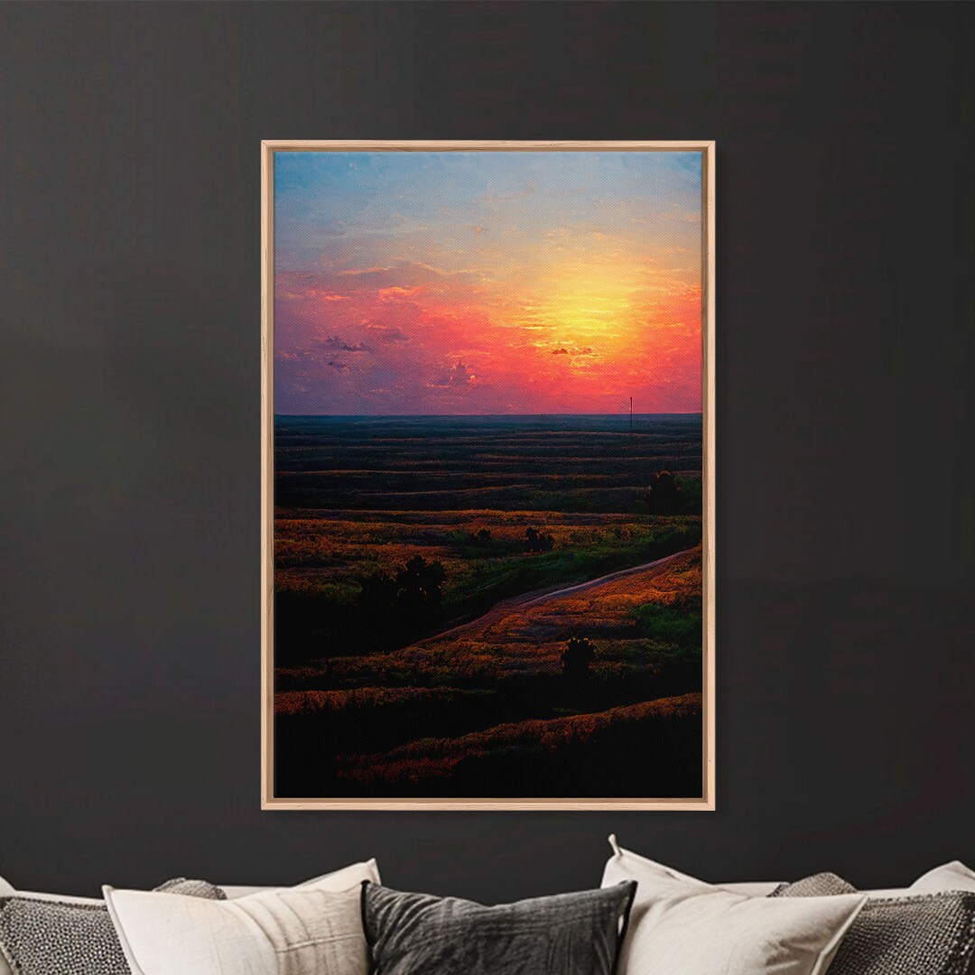 Sunset Over a Texas Field, Canvas Print, Landscape Art, Ready to Hang ...
