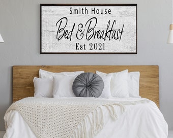 Bed and Breakfast Sign Rustic Farmhouse Wall Decor Name Established ...