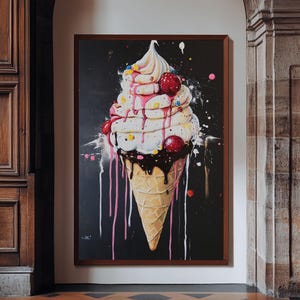 Ice Cream Shop Wall Art, Abstract Still Life of Ice Cream, Food Review ...