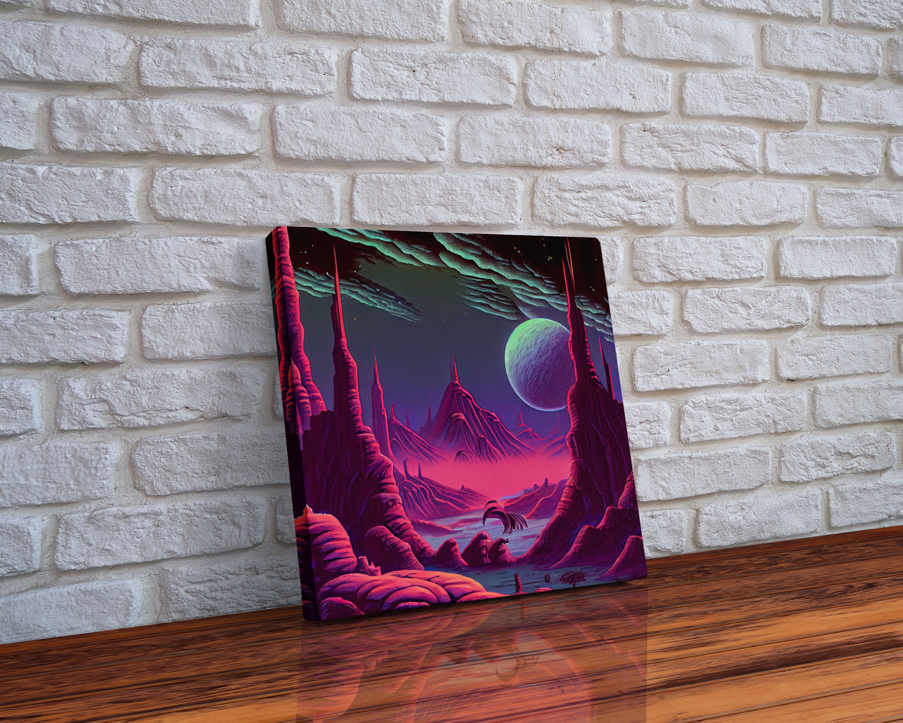 16 Bit Scifi Video Game Concept Art, Alien World, Synthwave, Framed ...