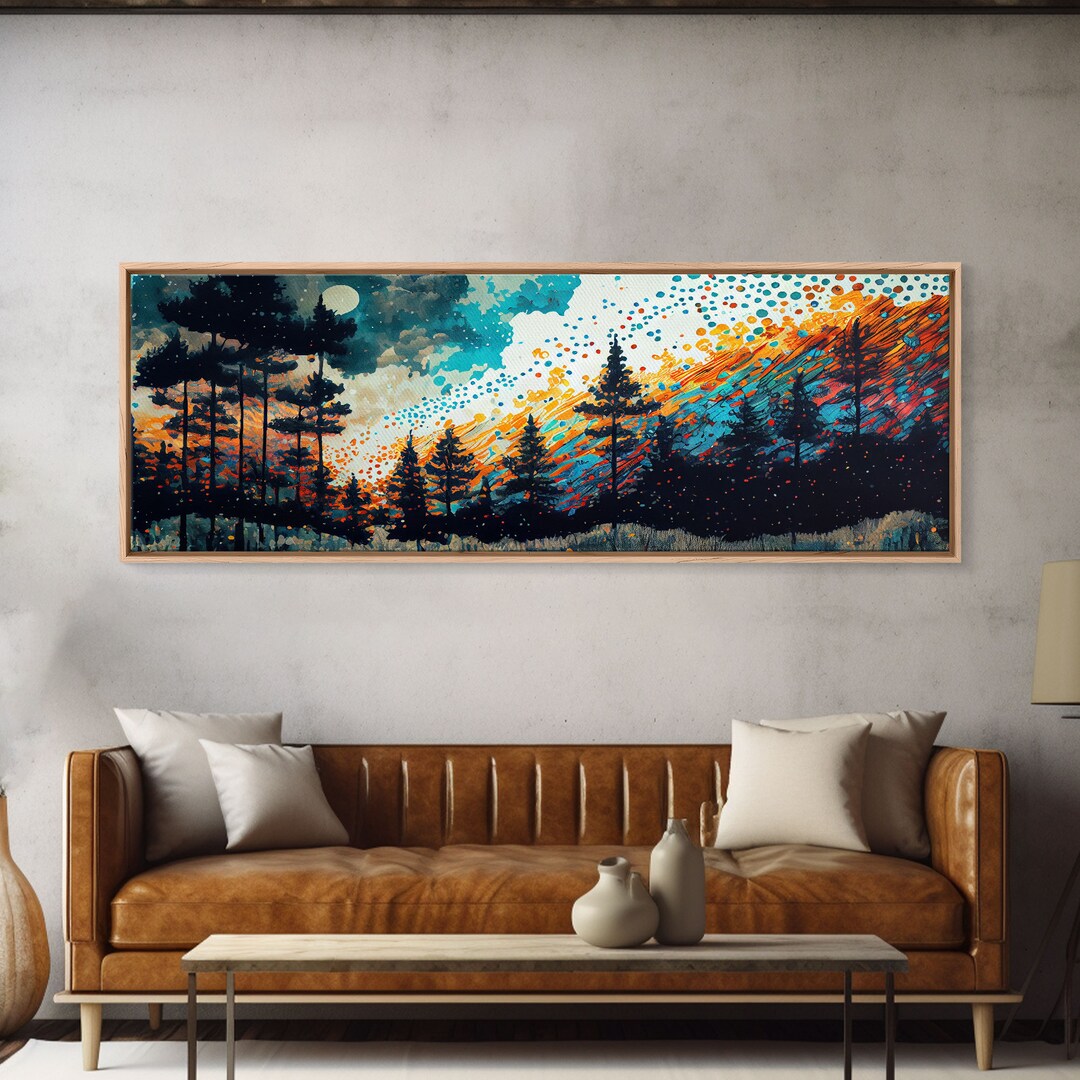Extra Large 24 X 72 Wall Art, Framed Canvas Print, Abstract Pine Tree ...
