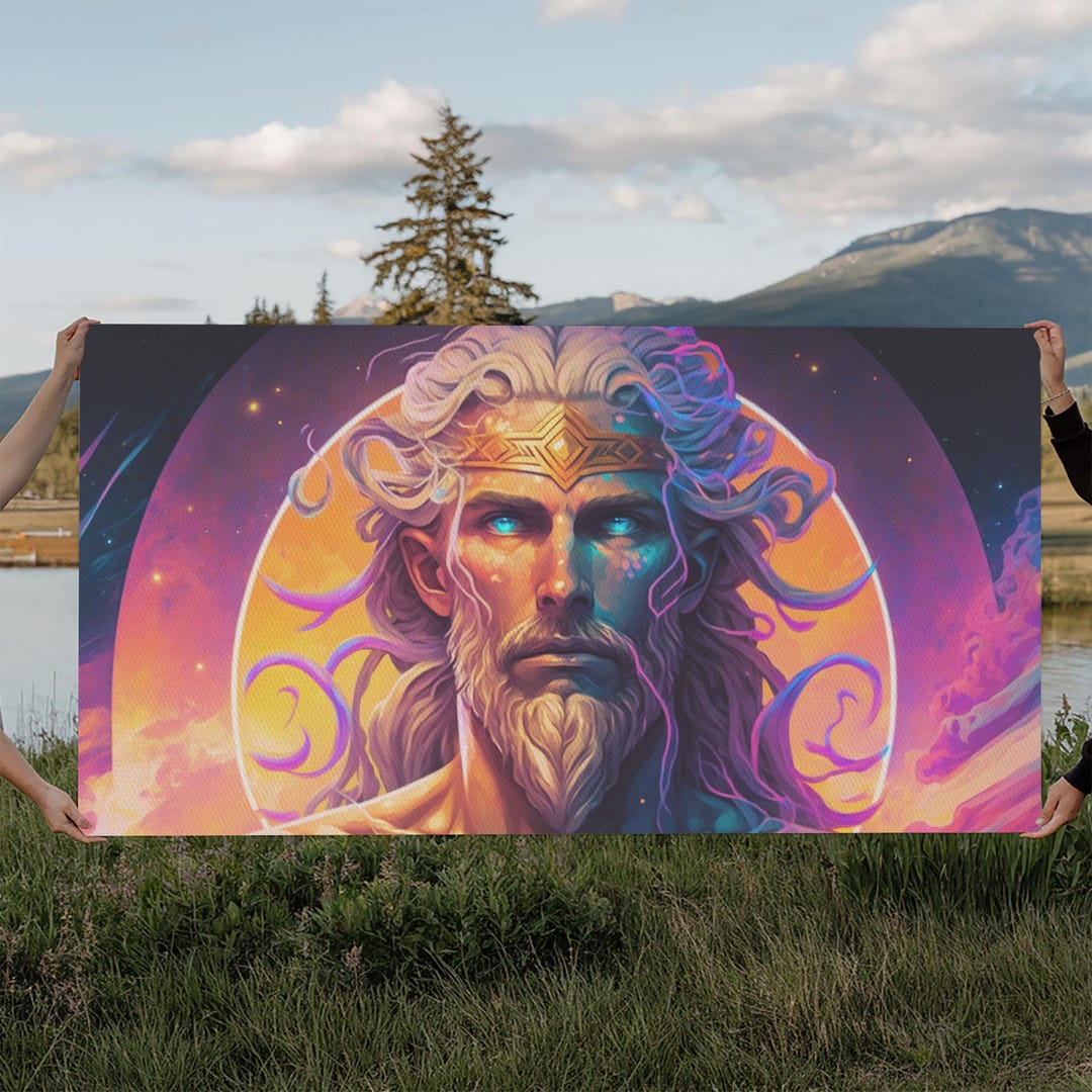 Norse God Freyr, Framed Canvas Print, Vaporwave Style Norse Mythology ...