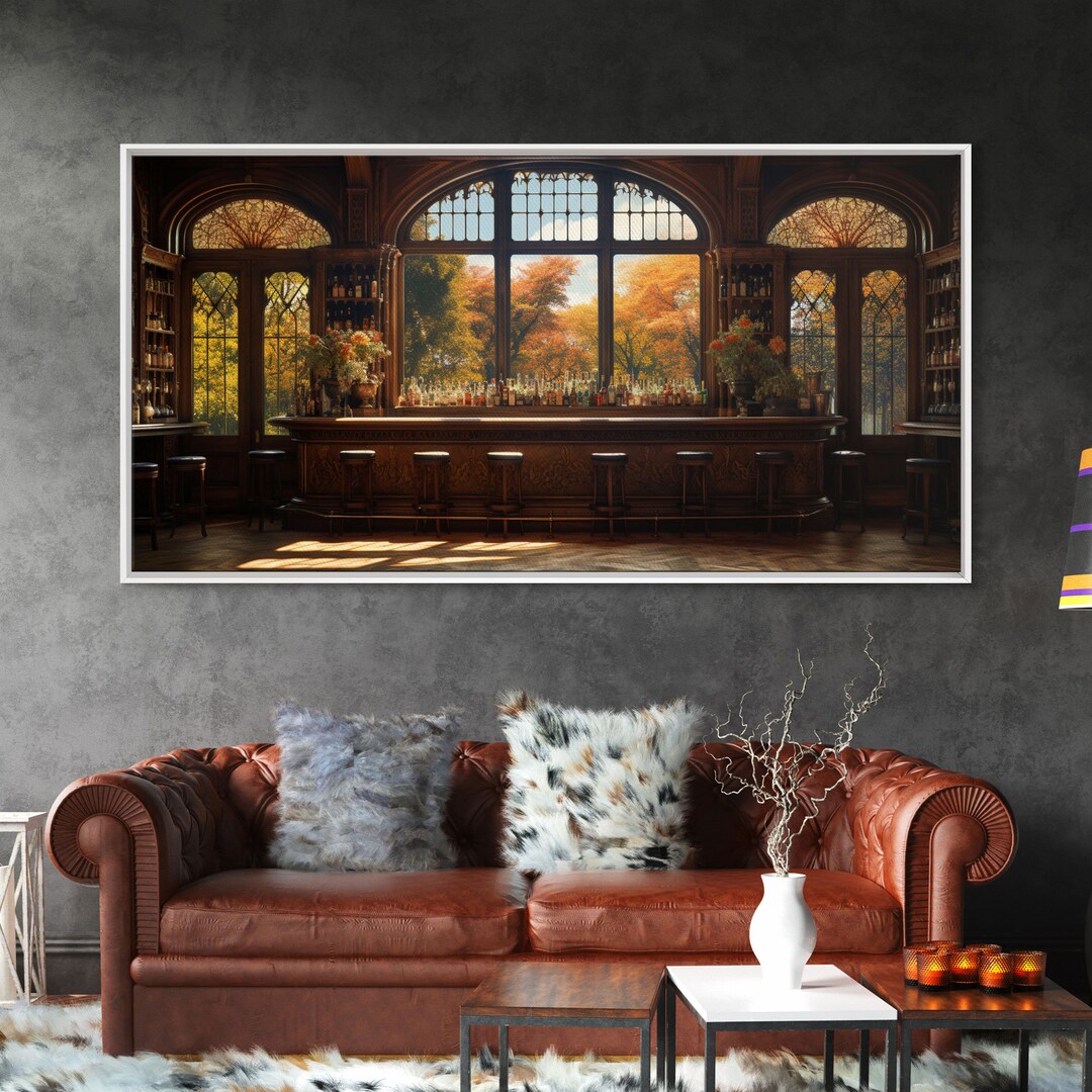 Old Timey Victorian Bar Oil Painting of A Vintage Bar Overlooking A ...