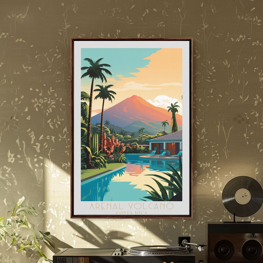 Arenal Volcano Travel Poster Print, Framed Canvas Print, Costa Rica ...