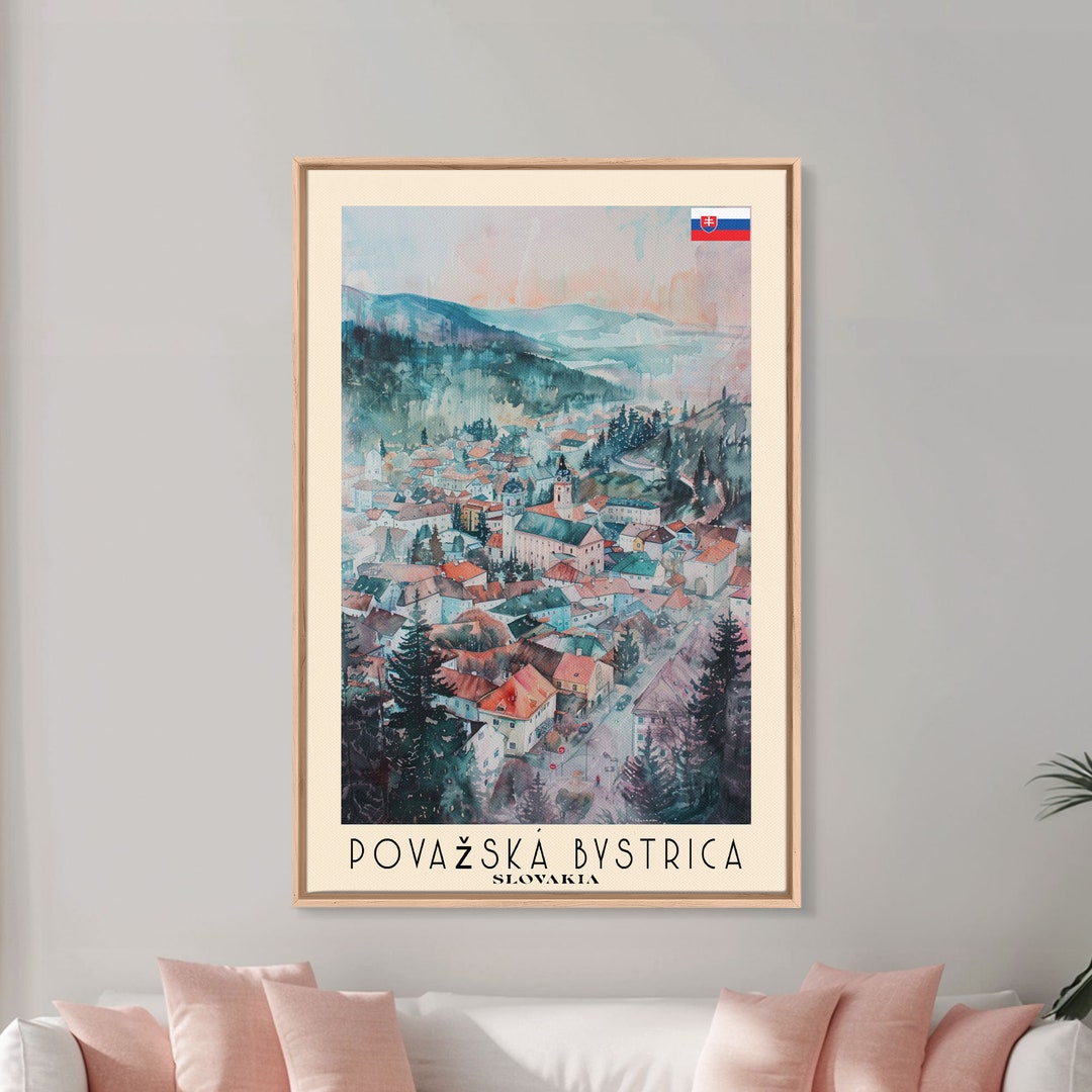 Povazska Bystrica Slovakia Travel Poster Framed Canvas Print ...