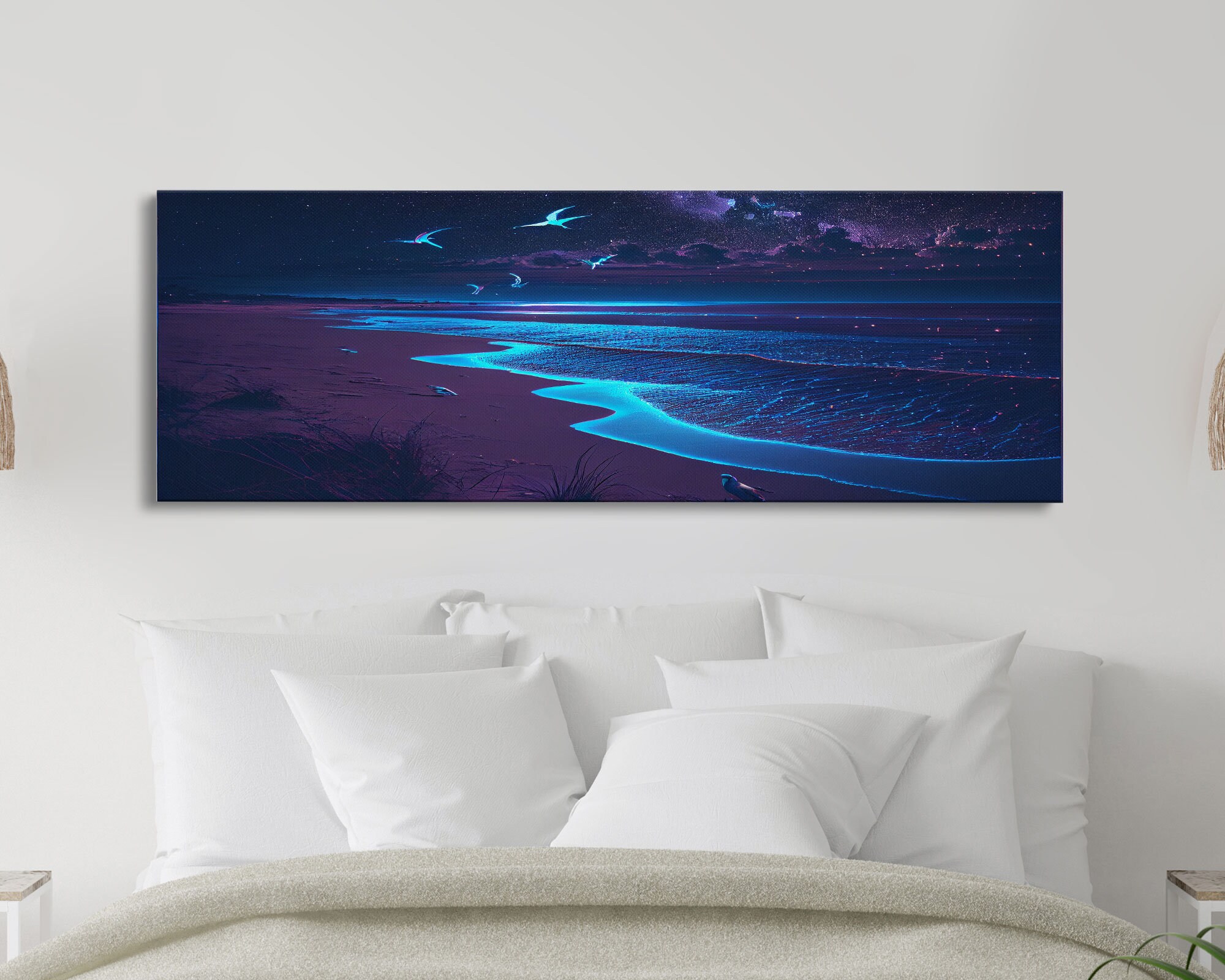Night Moves Retro Synthwave Beach Art Framed Canvas Print - Etsy