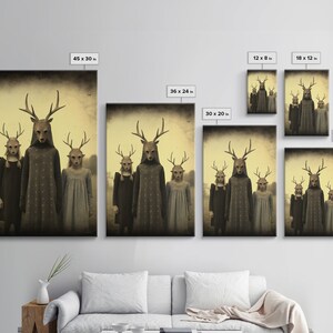 The Cult of the Deer, Creepy Halloween Wall Art, Framed Canvas Print ...