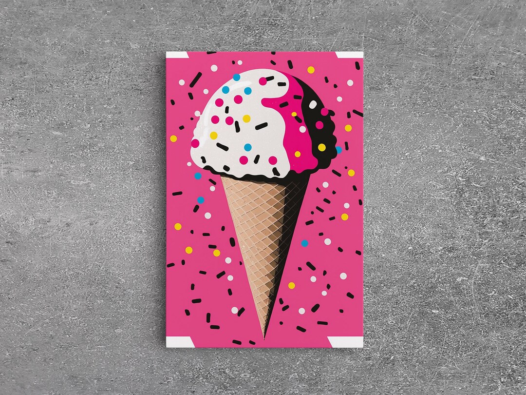 Pop Art Graffiti Ice Cream With Sprinkles, Framed Canvas Print ...