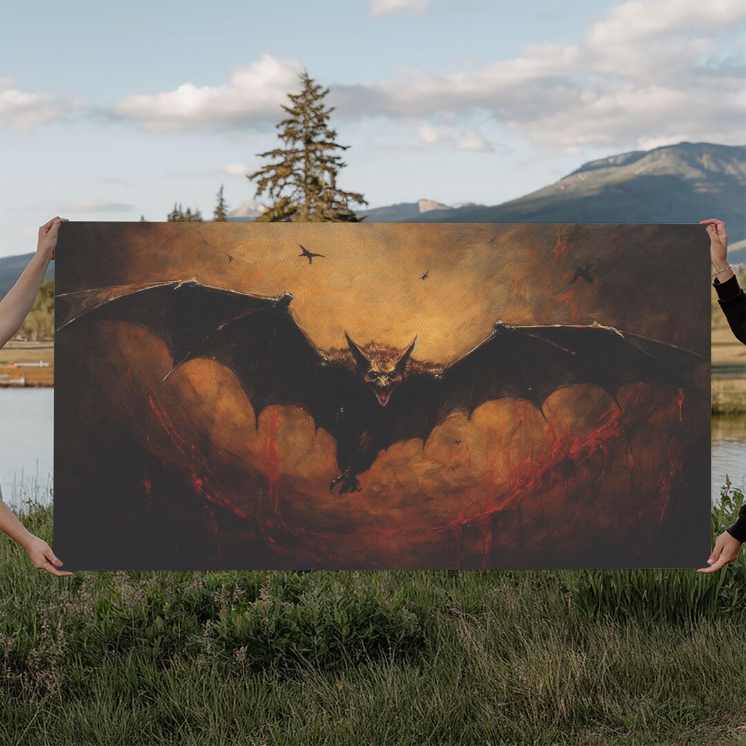 Vampire Bat Painting, Vintage Poster, Framed Canvas Print, Art Poster ...