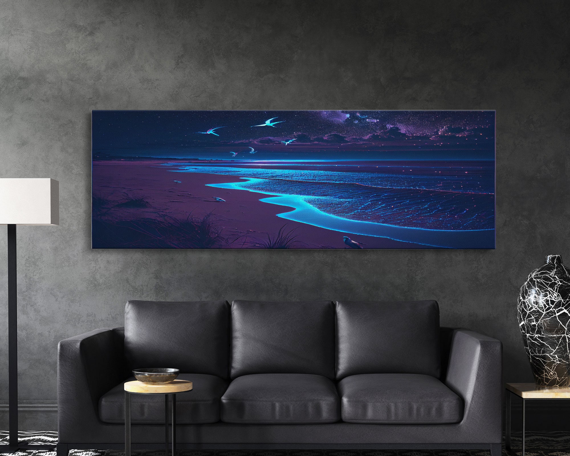 Night Moves Retro Synthwave Beach Art Framed Canvas Print - Etsy