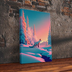 Cute Arctic Fox Art in the Snow, Framed Canvas Print - Etsy
