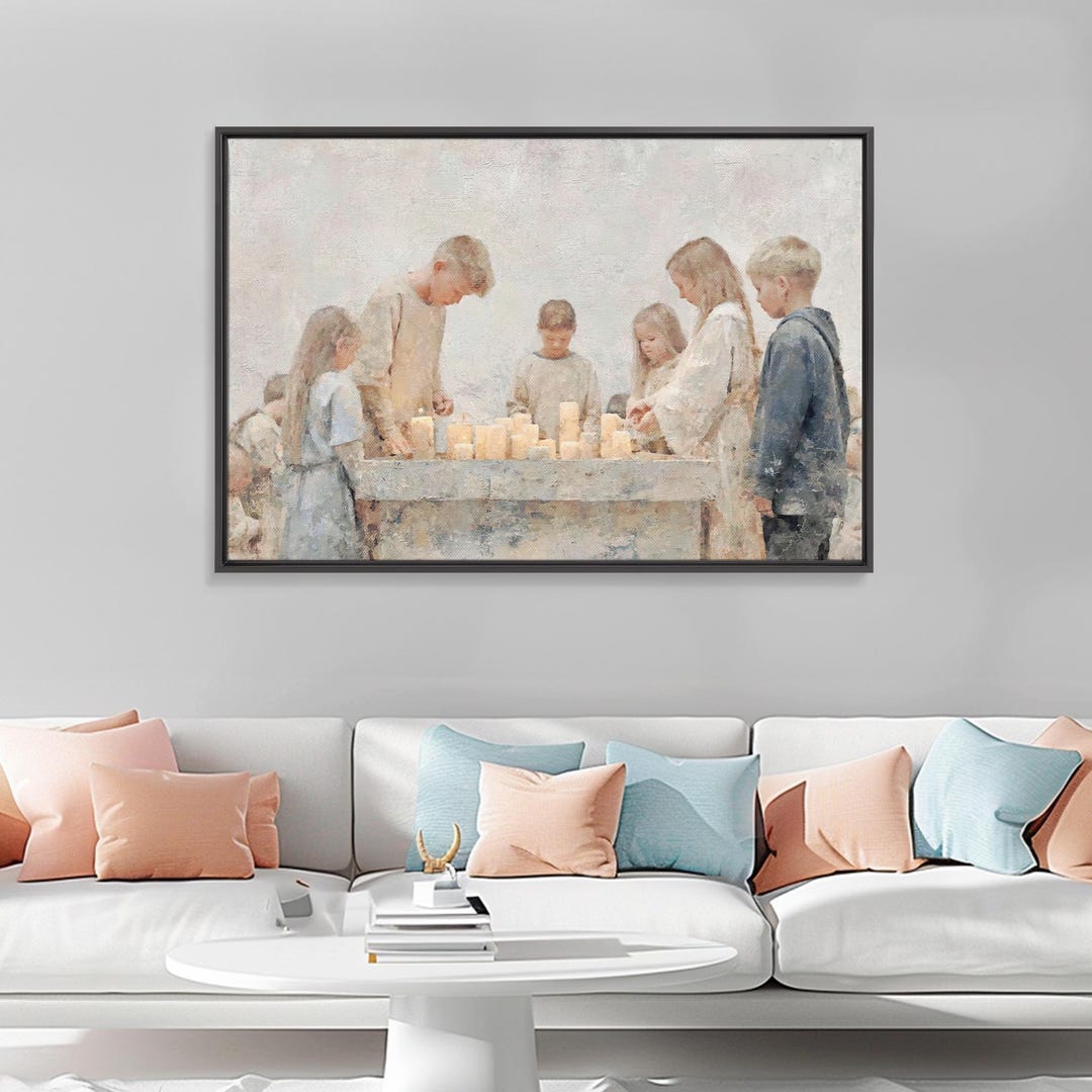 Faithful Kindling - Framed Canvas Print - Christian Christmas Art ...