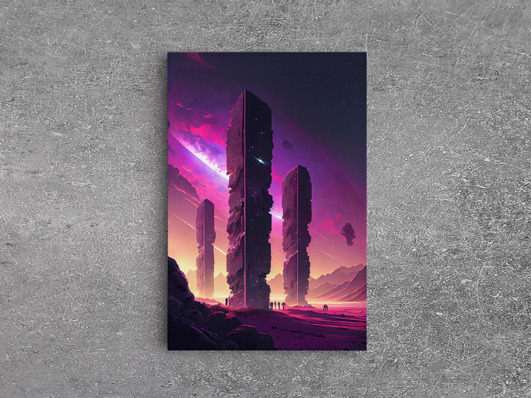 The Monoliths, Scifi Art, Retro Synthwave Style Alien Planet Art ...