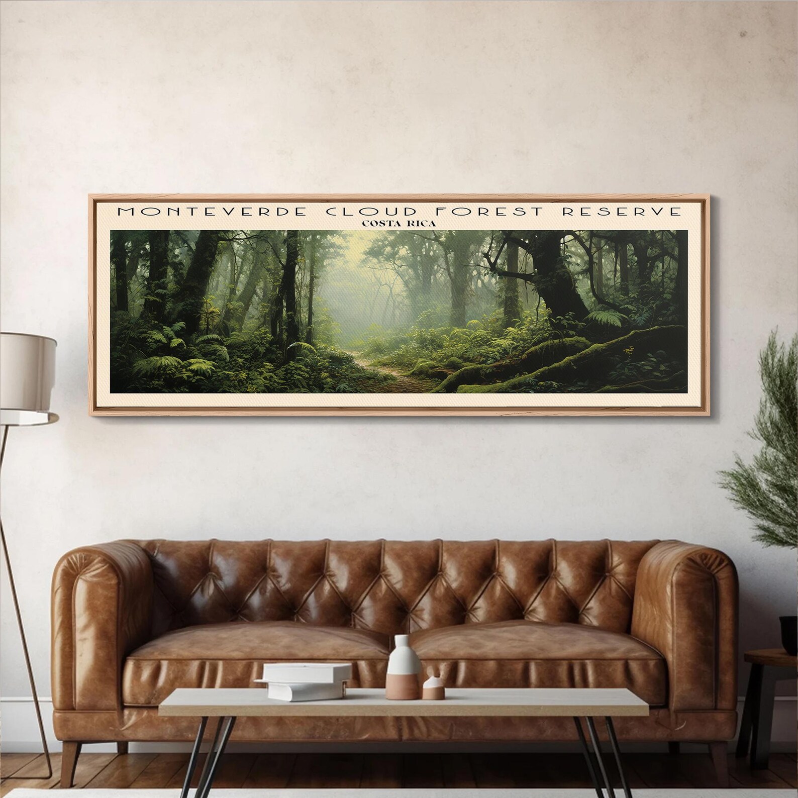 Monteverde Cloud Forest Reserve Retro Travel Poster - Panoramic Framed ...