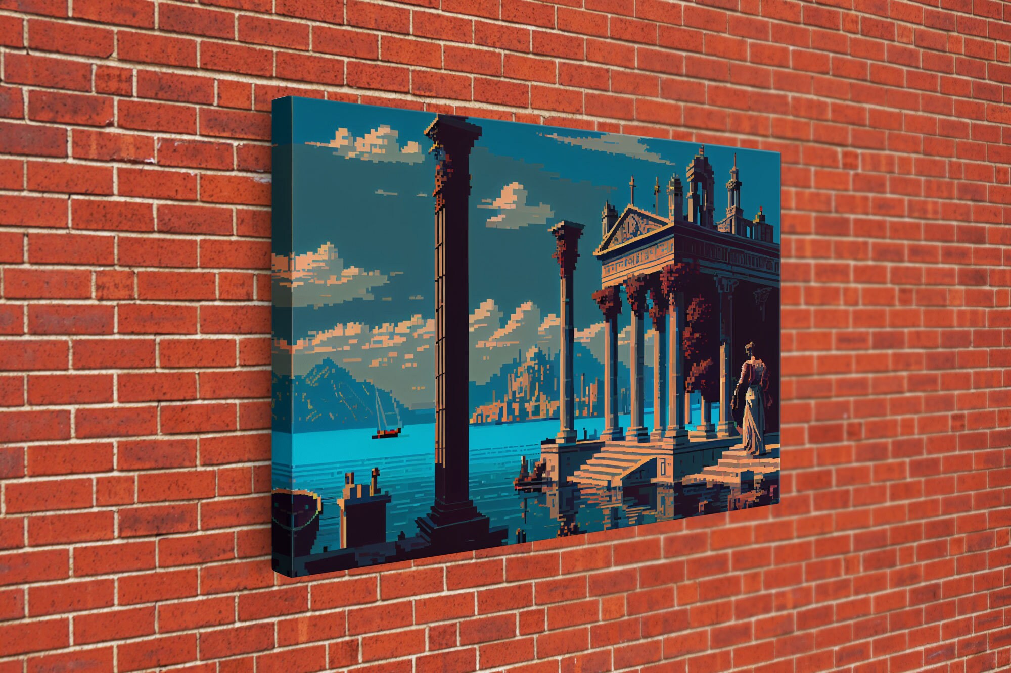 Ancient Roman Architecture 8 Bit Pixel Art Framed Canvas - Etsy