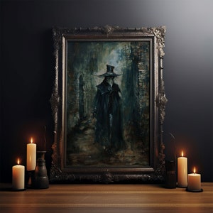 Ghostly Figure in Victorian Attire - Eerie Night Stalker Gothic Art ...