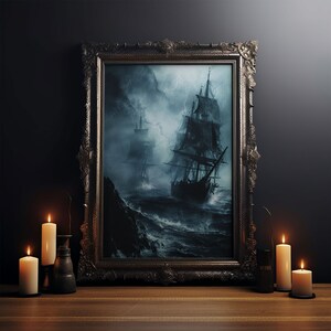 Ghost Ship in Storm Halloween Art, Spooky Maritime, Haunted Ocean ...