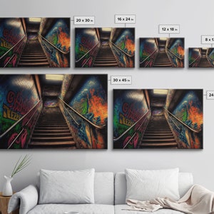 Graffiti Covered Staircase | Subway Stairs | Framed Canvas Print | Punk ...