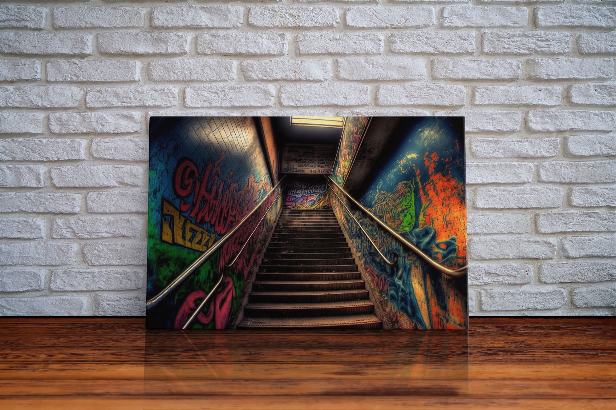 Graffiti Covered Staircase Subway Stairs Framed Canvas - Etsy