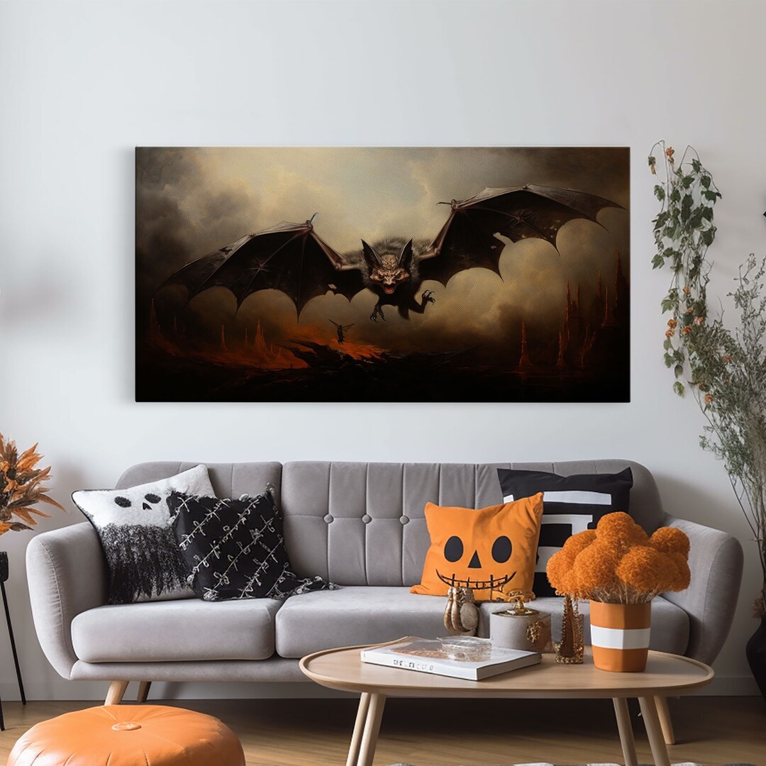 Vampire Bat Painting, Vintage Poster, Framed Canvas Print, Art Poster ...