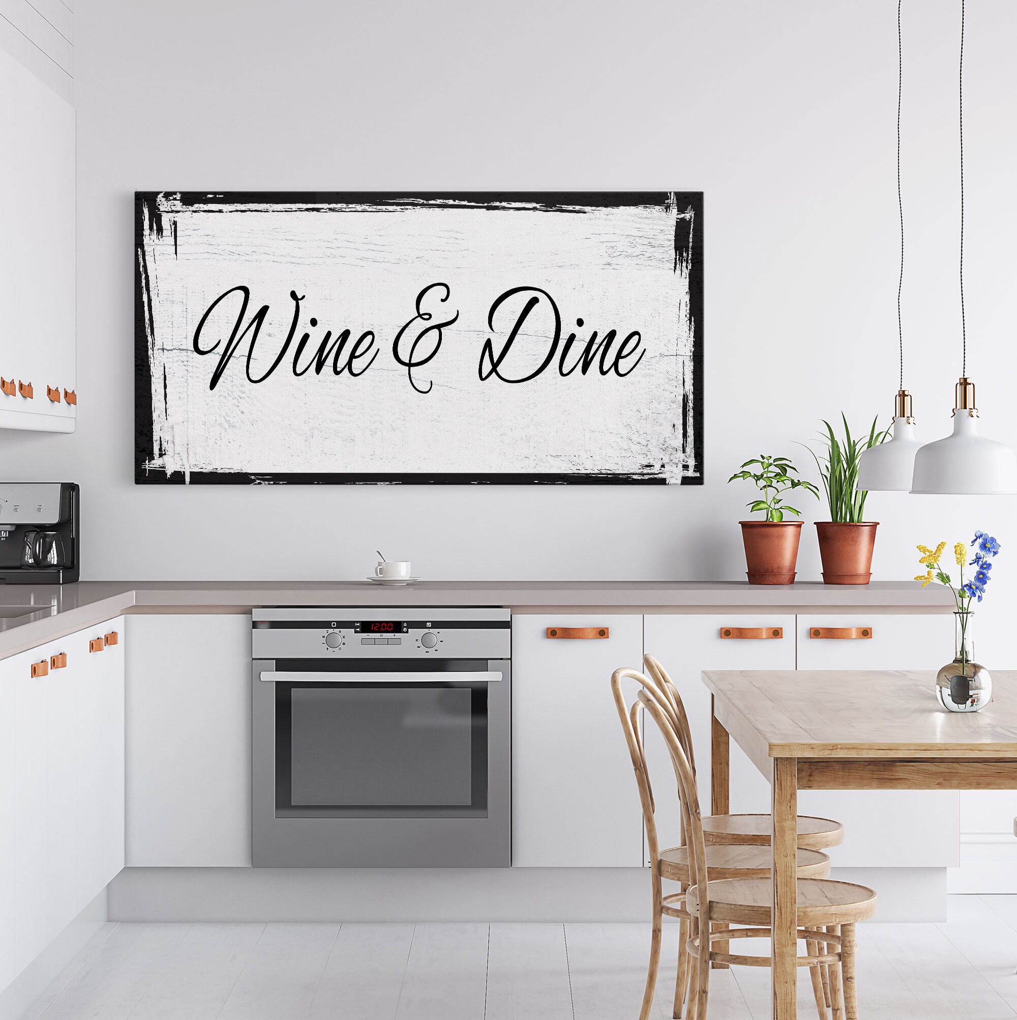 Kitchen Canvas Sign, Wine and Dine, Sign for Kitchen, Kitchen Wall Art ...