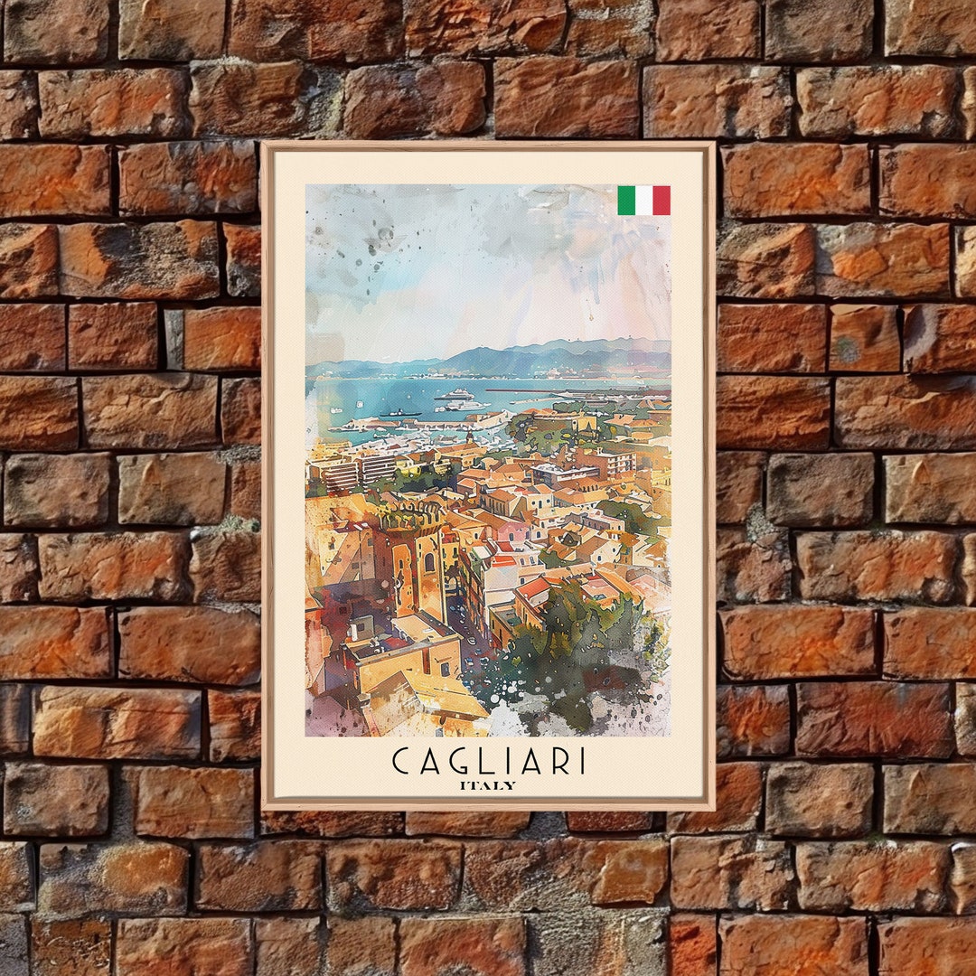 Cagliari Italy Travel Poster Framed Canvas Print, Wall Art, Home Decor, Travel Print, Vacation ...