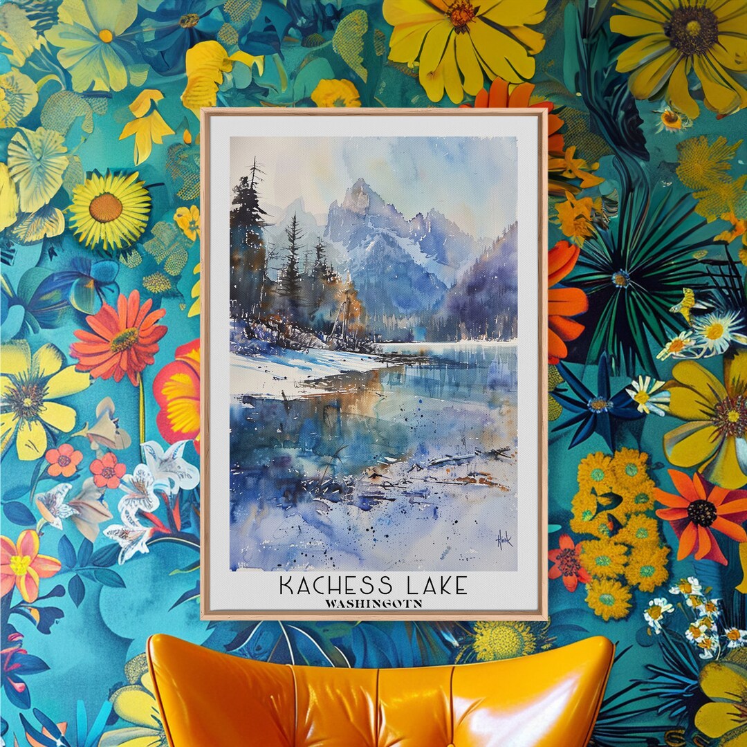 Kachess Lake Washington Framed Canvas Print, Travel Poster, Wall Art ...