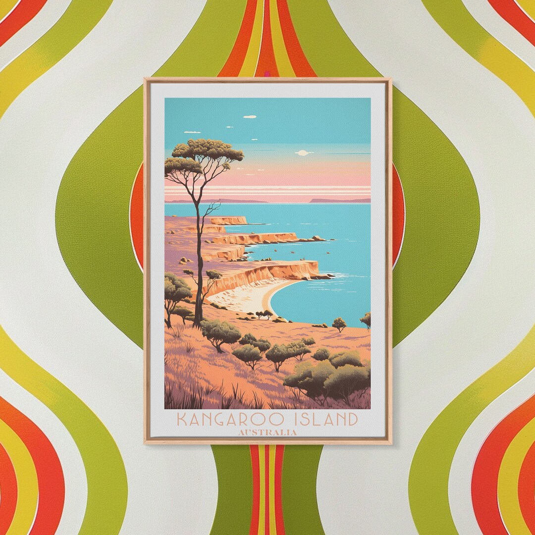 Kangaroo Island Australia Travel Poster Print, Framed Canvas Print ...