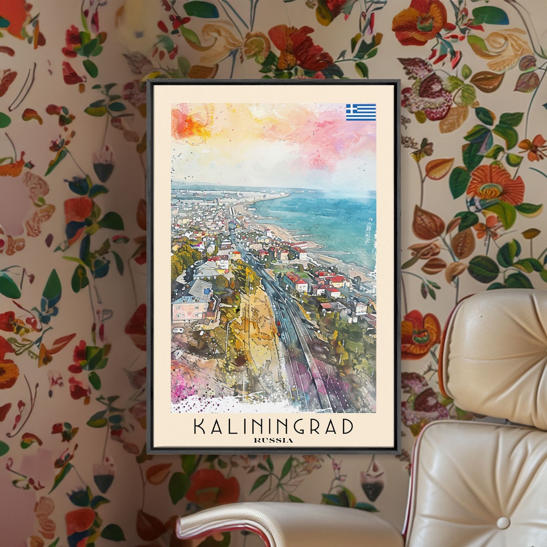 Kaliningrad Russia Urban Landscape, Framed Canvas Print, Travel Poster ...