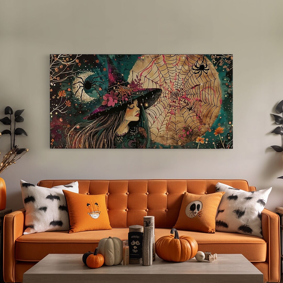 Cottage Core Witch, Halloween Art, Witch Decor, Spooky Witch, Framed ...