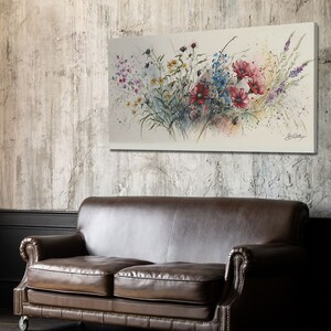 Beautiful Wildflowers, Wild Flower Art, Watercolor Floral Framed Canvas Print, Wall Art, Rustic ...