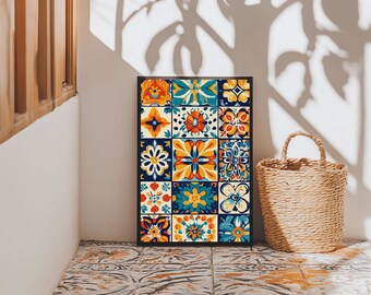Wood Framed Mexican Tile Wall Art - Etsy