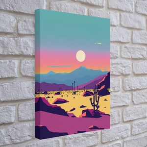 Synthwave Desert Landscape, Subdued Pastel Nature Art, Southwestern ...