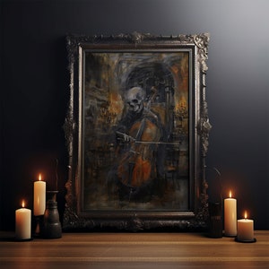 Skeleton Cellist in Gothic Cathedral | Halloween Wall Art | Spooky Home ...