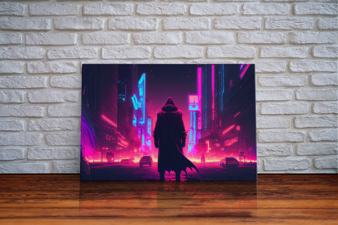 Cyberpunk City Neon Synthwave Dystopian Art Framed Canvas - Etsy