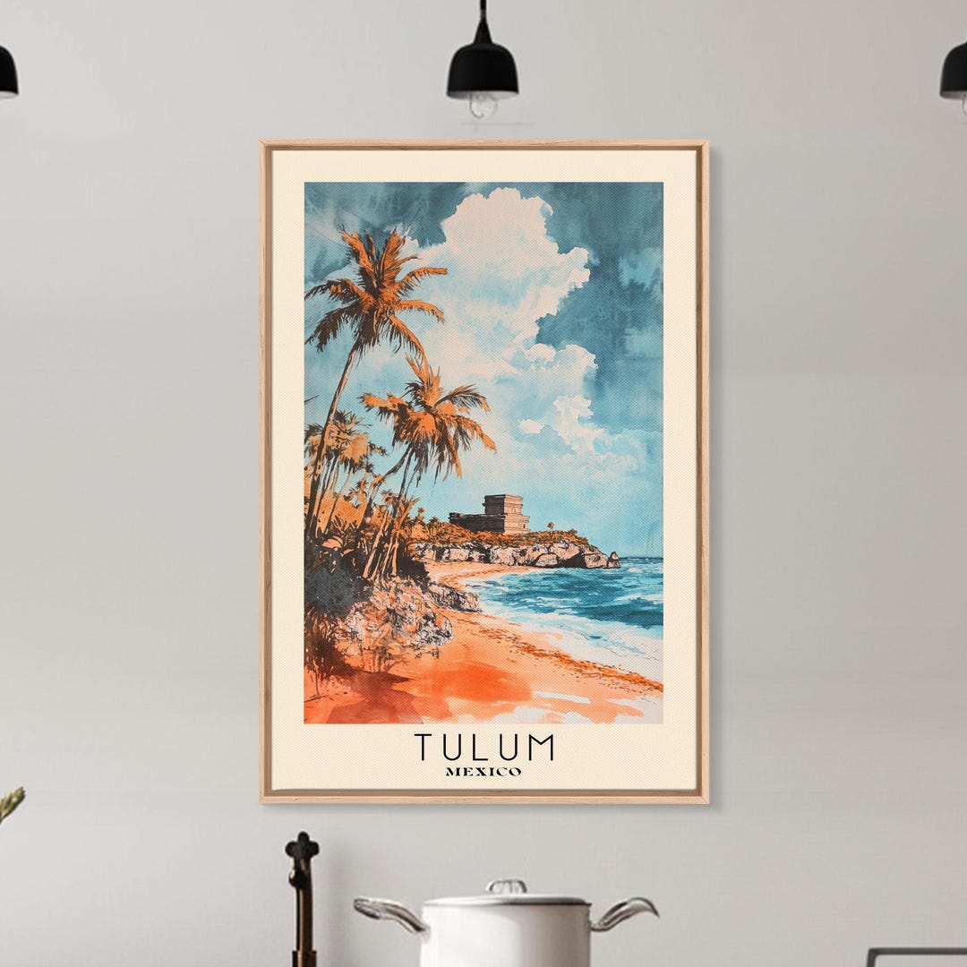 Tulum, Mexico Watercolor Print, Vacation Gift, Mexico Wall Art, Beach ...
