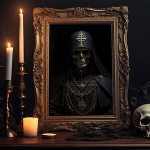 The Preacher, Gothic Skeleton Priest, Spooky Halloween Wall Art, Canvas ...