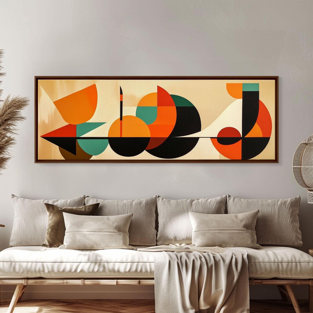 Retro Style MCM Abstract Art, Geometric Patterns, Above Sofa Modern Art ...