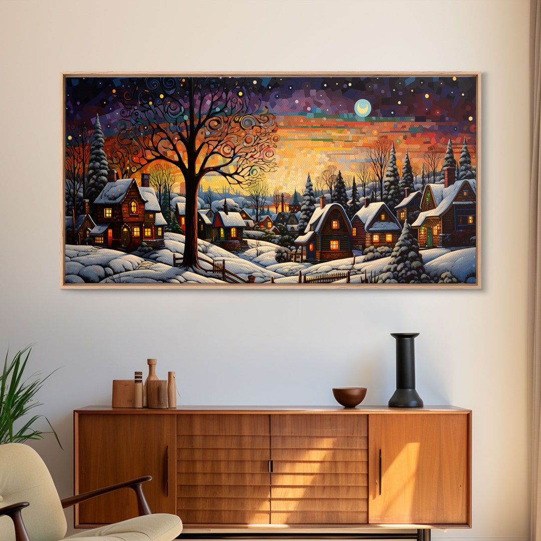 Winter Wonderland Abstract Christmas Art Framed Canvas Print Holiday ...