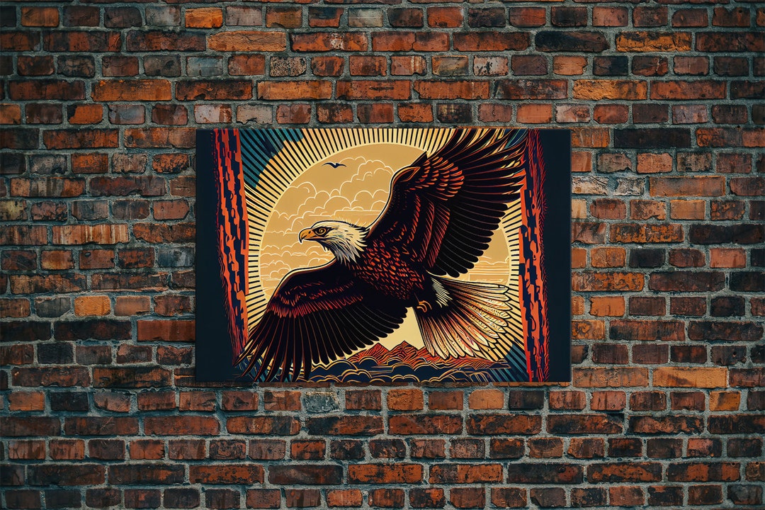 Bald Eagle Mural Art, Framed Canvas Print, Framed Wall Art, Cool ...