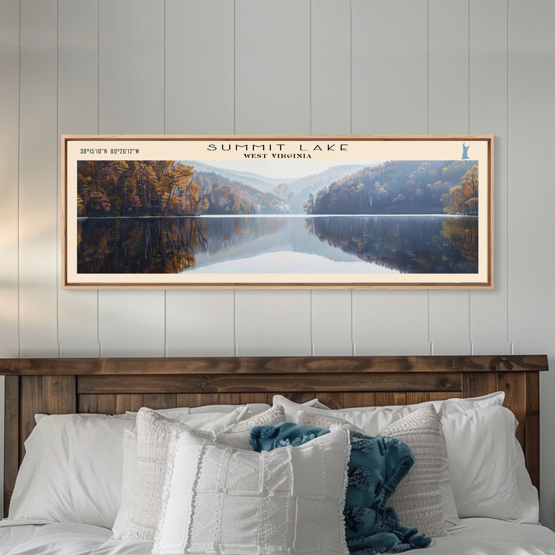 Summit Lake West Virginia Panoramic Wall Art, Framed Canvas Print, Lake ...