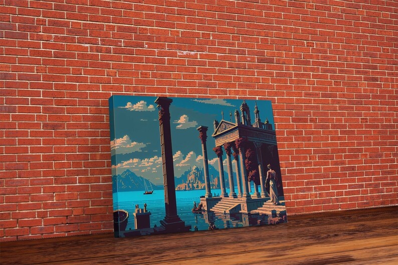 Ancient Roman Architecture 8 Bit Pixel Art Framed Canvas - Etsy